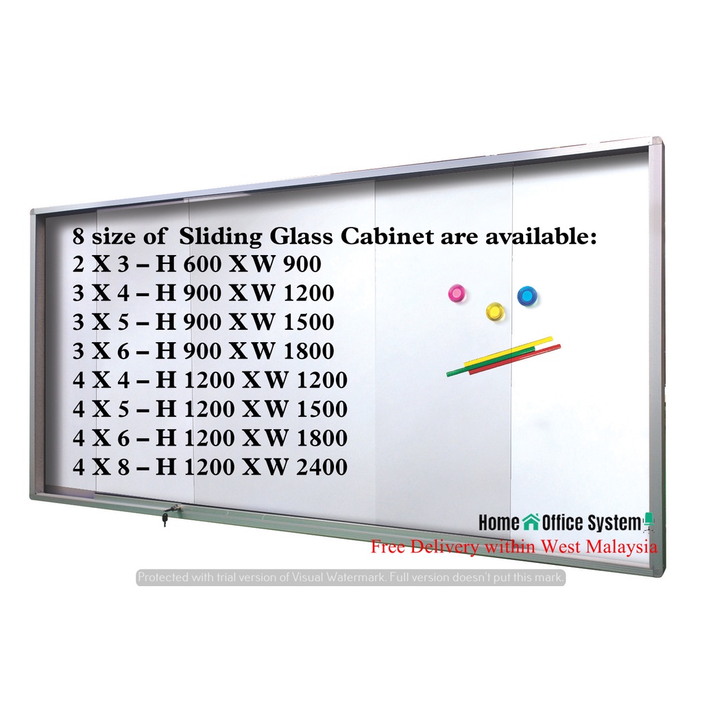Magnetic Whiteboard Sliding Glass Cabinet With Aluminium Frame - Home ...