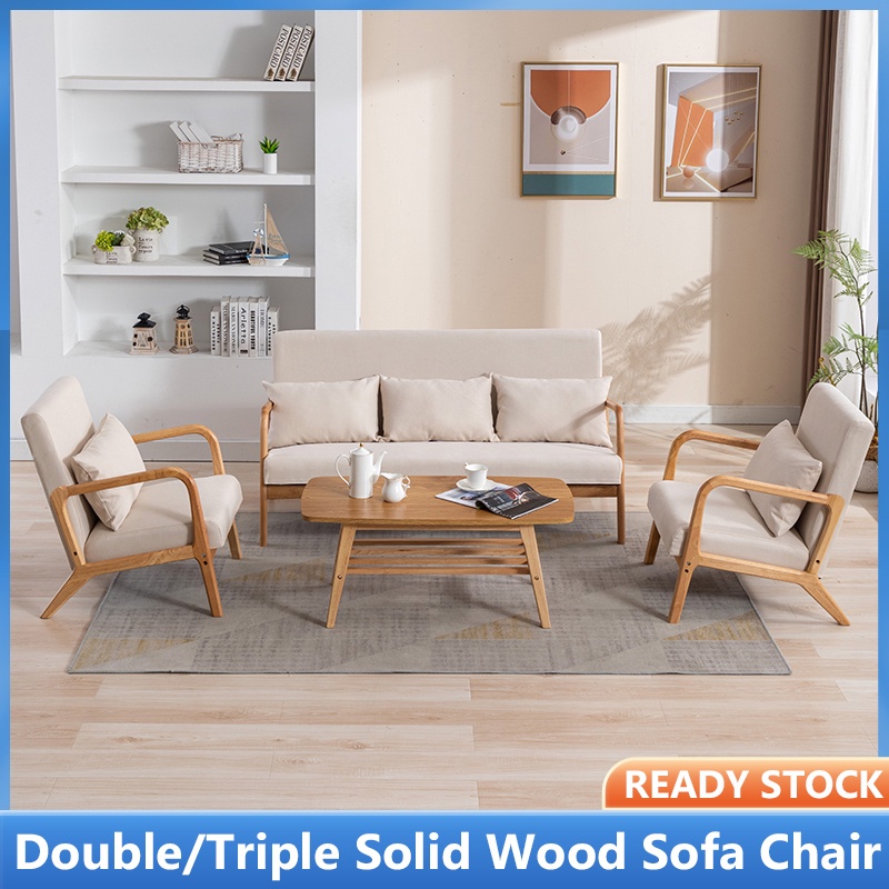 【READY STOCK】Solid Wood Sofa Bed 2 Seater Murah Sofa 3 Seater Katil ...