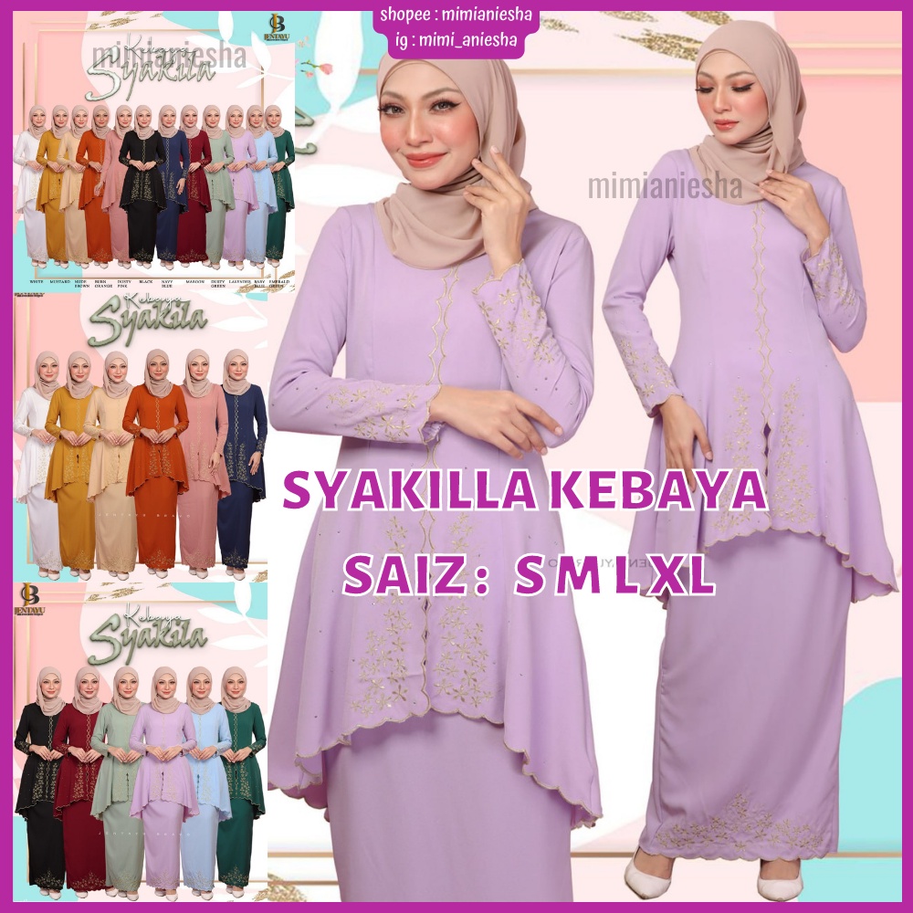 Baju Raya Syakilla Kebarung Moden Sulam Kebaya Moden Labuh Baju Nikah ...