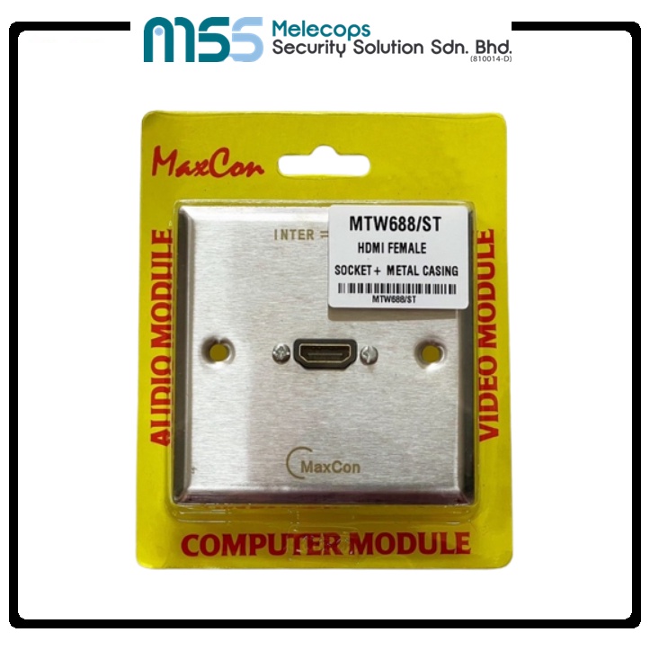 MAXCON MTW688/ST HDMI Female Socket (Straight) With 3"X3" Metal Wall Plate | Shopee Malaysia