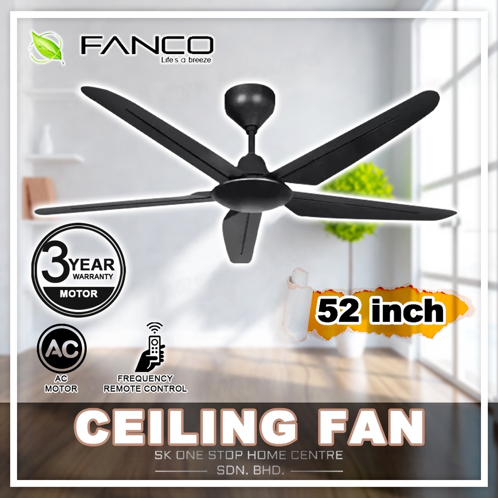 FANCO F196 MBK Ac Motor 5 blades Ceiling fan 52" | Shopee Malaysia