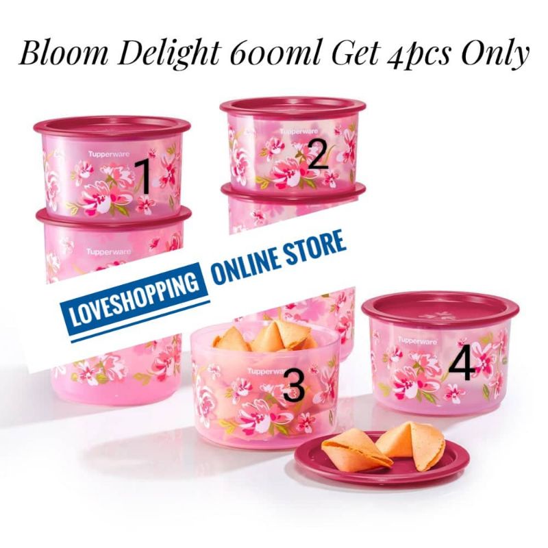 Tupperware Royale Bloom/Blue One Touch Topper Junior 600ml(2/4/6pc) | Shopee Malaysia