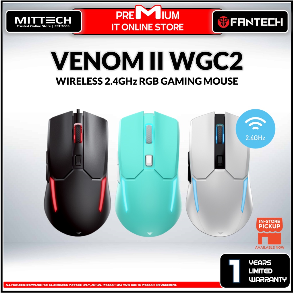 Fantech Venom II WGC2 Wireless 2.4GHz RGB Lighting Mouse | On-the-fly ...