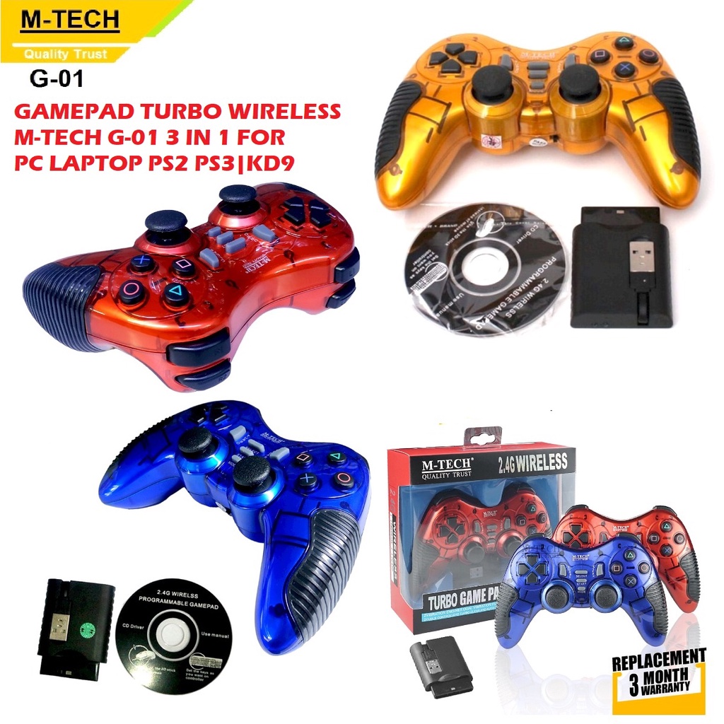Gamepad TURBO WIRELESS M-TECH G-01 3 IN 1 FOR PC LAPTOP PS2 PS3|Kd9 ...