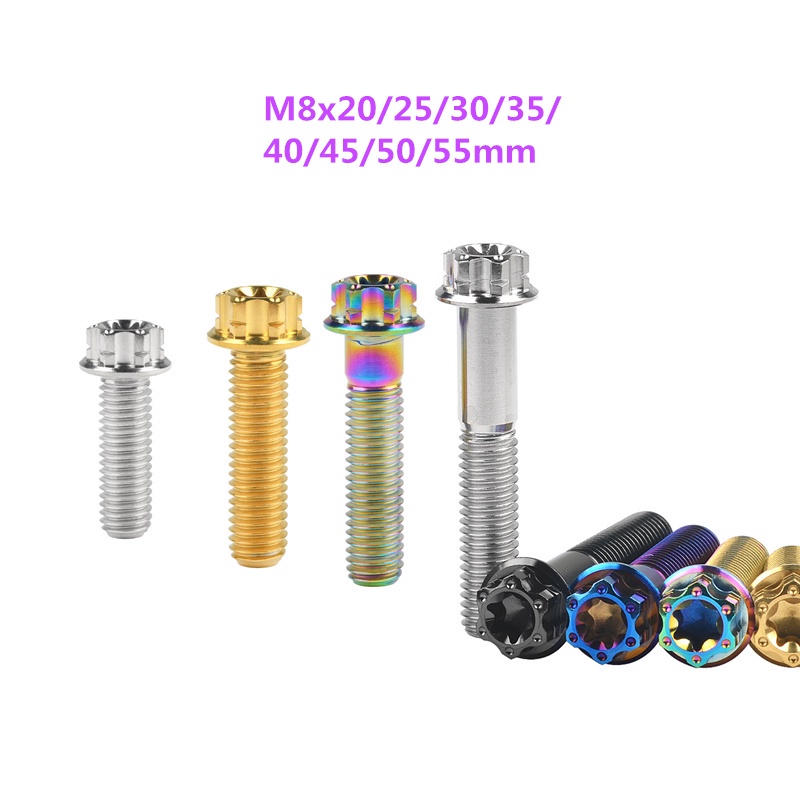 Titanium Ti Bolt M8x20 25 30 35 40 45 50 55mm Flange Fit Motorcycle ...