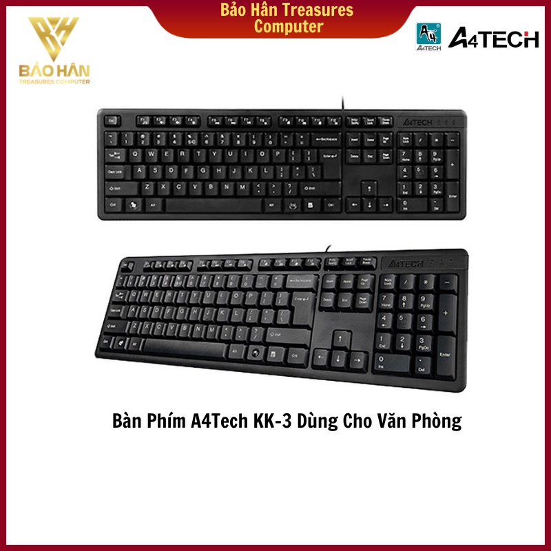 Basic Wired Keyboard for Office A4Tech KK-3 Durable Laser Engraved ...