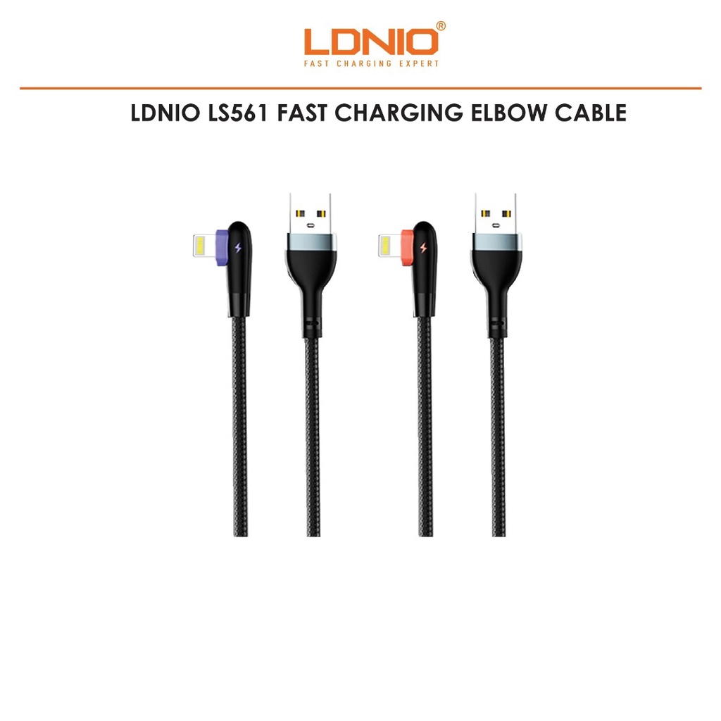 LDNIO LS561 1M 2.4A Fast Charging Nylon Double L Shape 90° Angle Data Cable | Shopee Malaysia