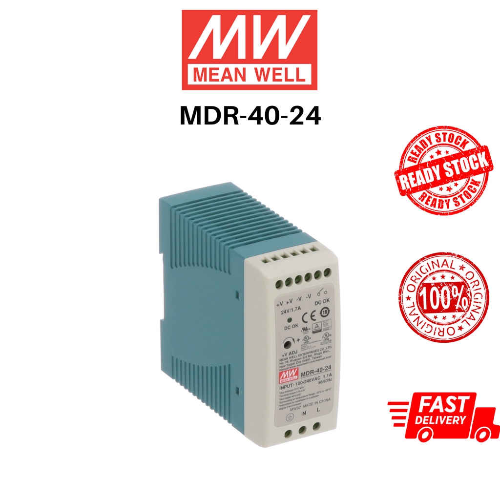 Mean Well MDR-40-24 is MDR 40 series 40W 24Vdc single output industrial ...