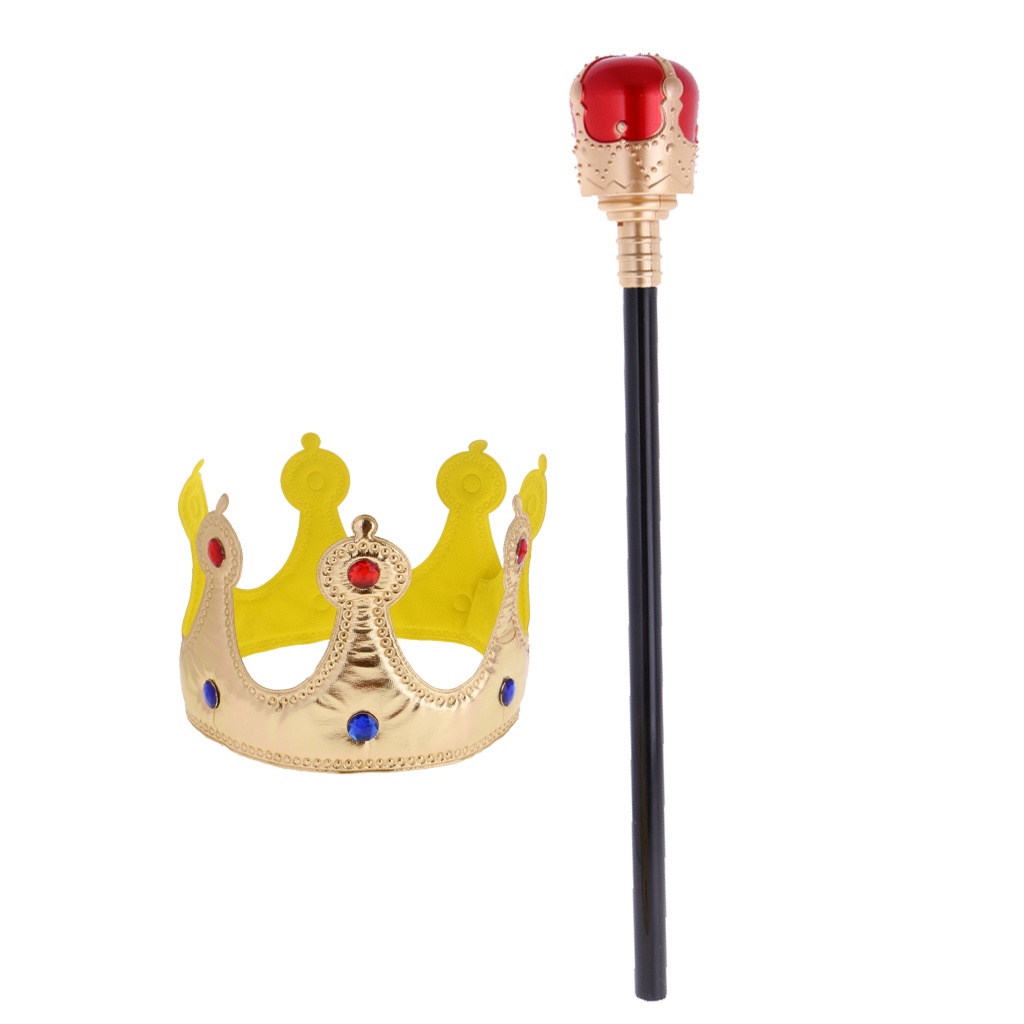 Kids Royal Crown and Scepter Set Birthday Cosplay Costume Props King ...