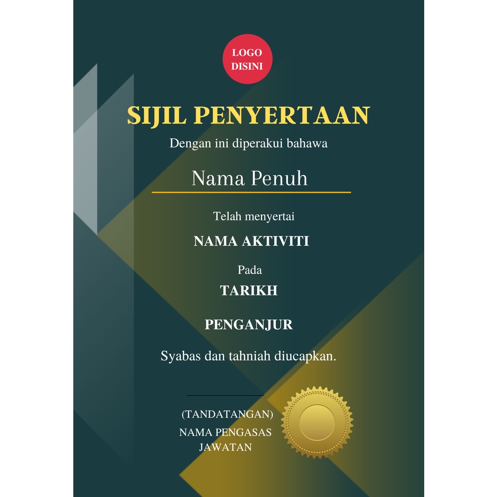 Template Sijil Template Certificate boleh edit dalam powerpoint ...