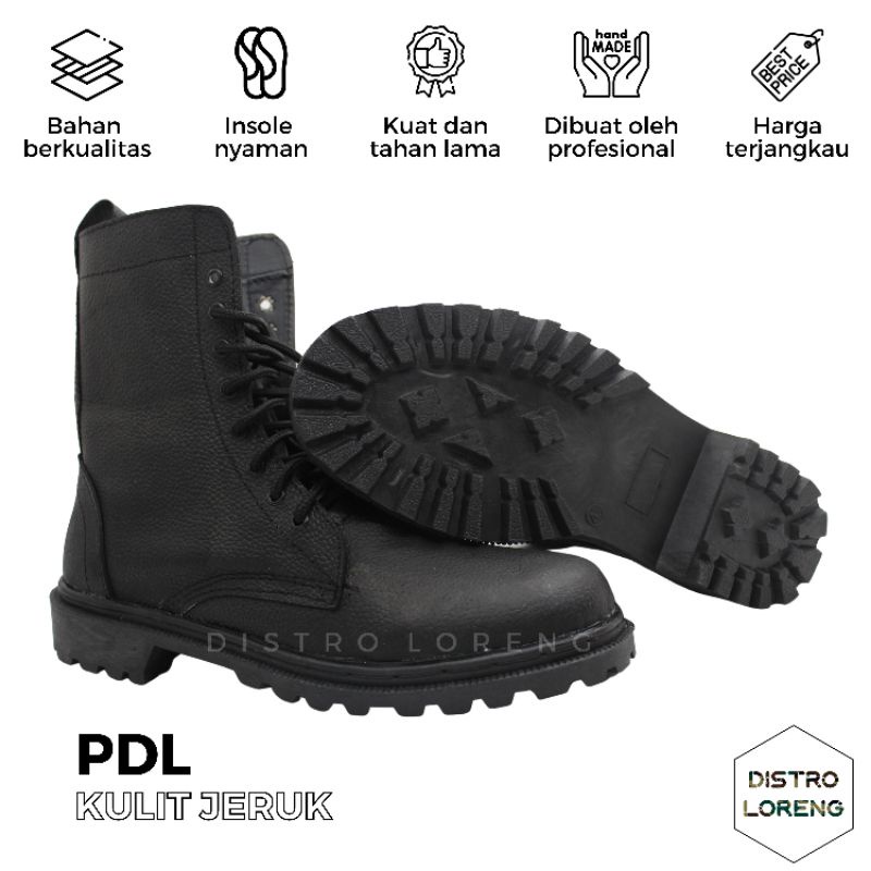 Orange Leather PDL Shoes for Police, TNI, Linmas, Satpam, Security ...