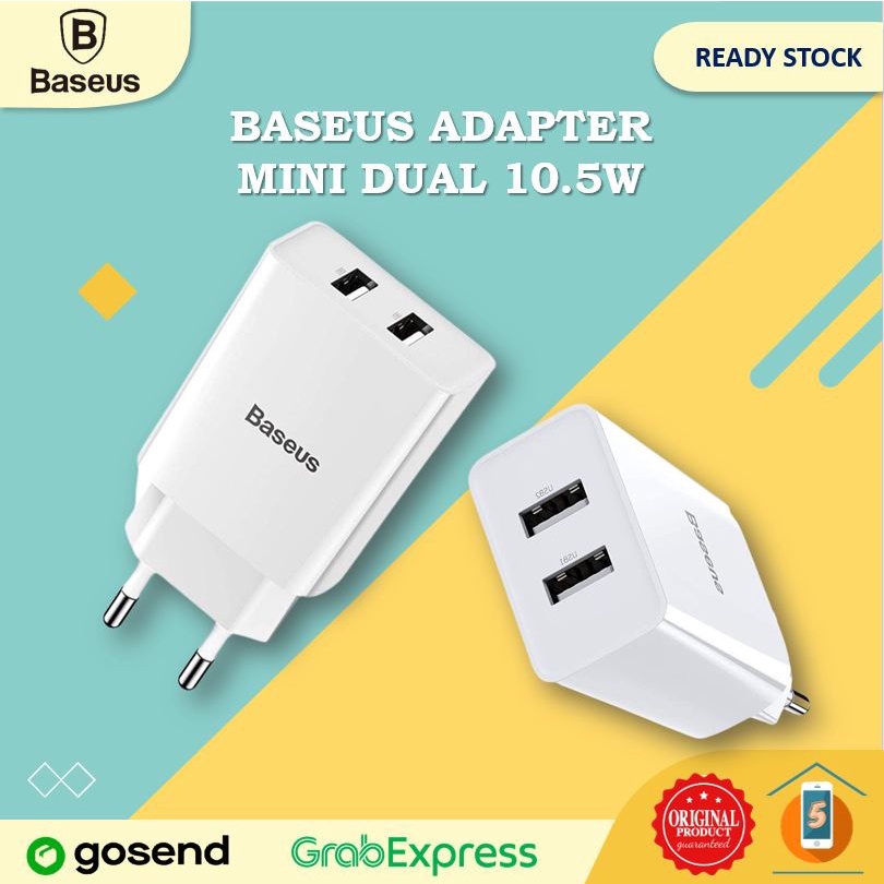 Baseus Mini Dual U Charger Speed Charger Head Adapter 10.5W | Shopee ...