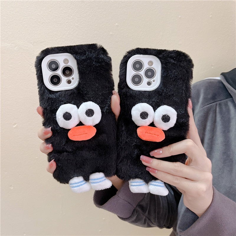Cute Cartoon Funny Plush Sausage Mouth Monster Phone Case For iPhone 14 ...