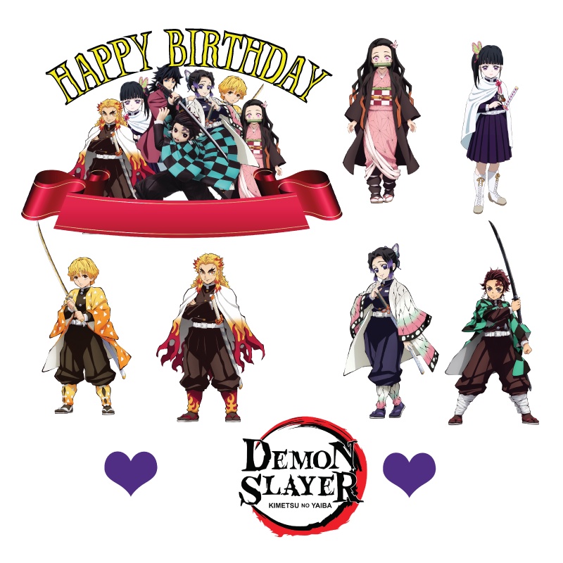 DEMON SLAYER High Quality Paper Cake Topper Kek Cake Decor Cupcake ...