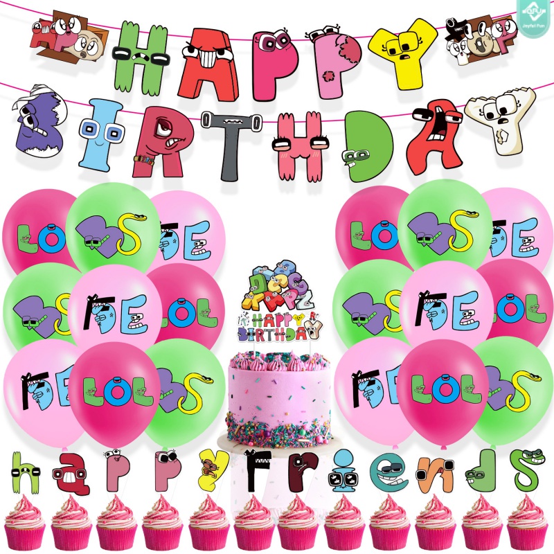 Alphabet Lore Letter Legend Theme Birthday Party Decoration Pull Flag ...