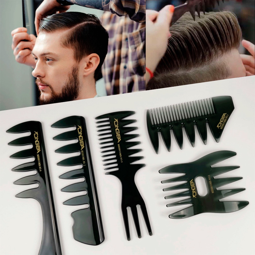 BARBER Mesh Comb (Wide Tooth/ Double Sided/ Fork/ Back Hair Comb) (SD ...