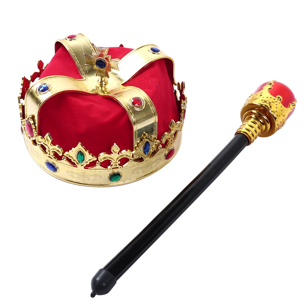 2Pcs King Crown Prince Hat Scepter Decoration Cosplay Props Children ...