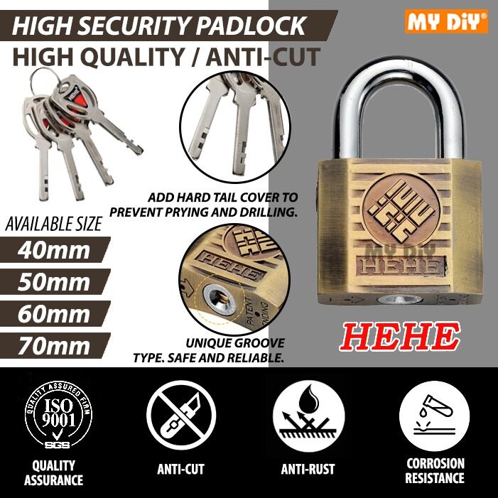 MYDIYHOMEDEPOT - HEHE High Security Padlock Anti Cut Padlock Waterproof ...