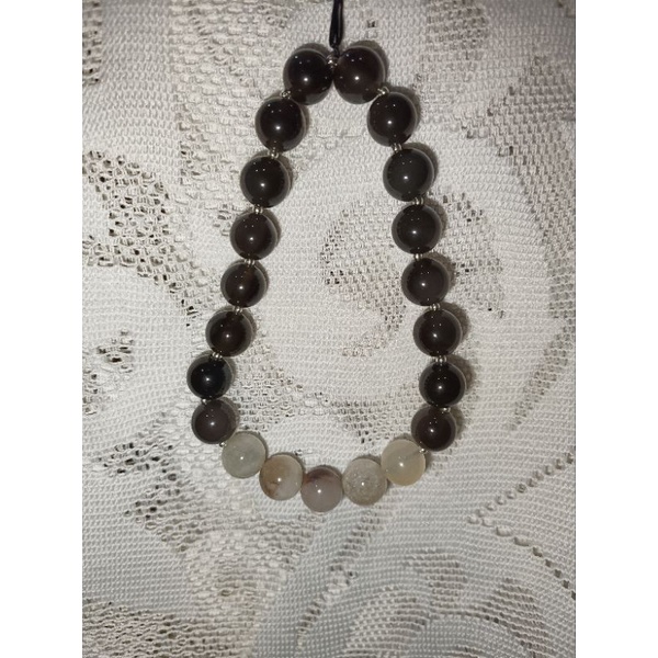 DIY Icy Obsidian and Morganite Natural Stone Bracelet (10mm) | Shopee ...