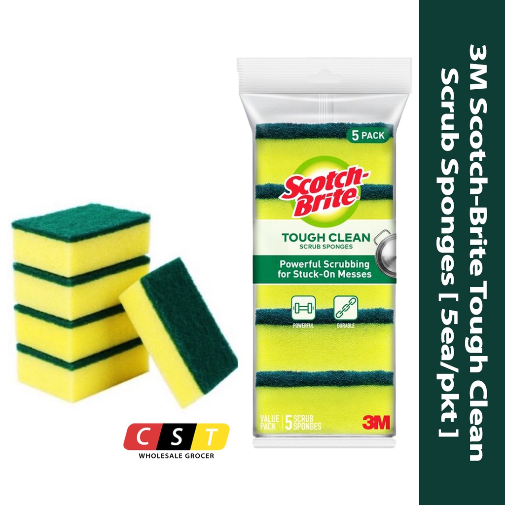 3M Scotch-Brite Tough Clean Scrub Sponges [5ea/pkt] | Shopee Malaysia