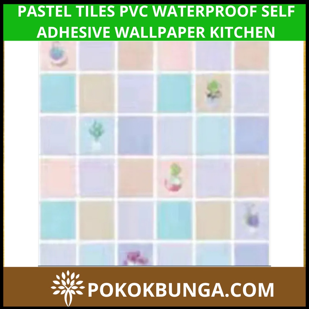 500cm x 60 cm Pastel Tiles PVC Waterproof Self Adhesive Wallpaper ...