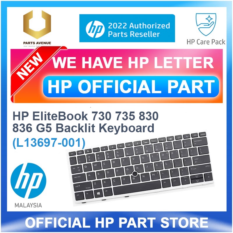 OFFICIAL HP Backlit Keyboard (L13697-001) For HP EliteBook 730 735 830 G5 836 G6- HP Certified ...