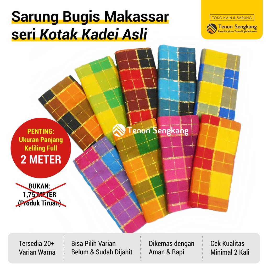 Genuine Makassar Silk KADEI Box BUGIS Sarong - Sengkang KDI Woven (Full ...