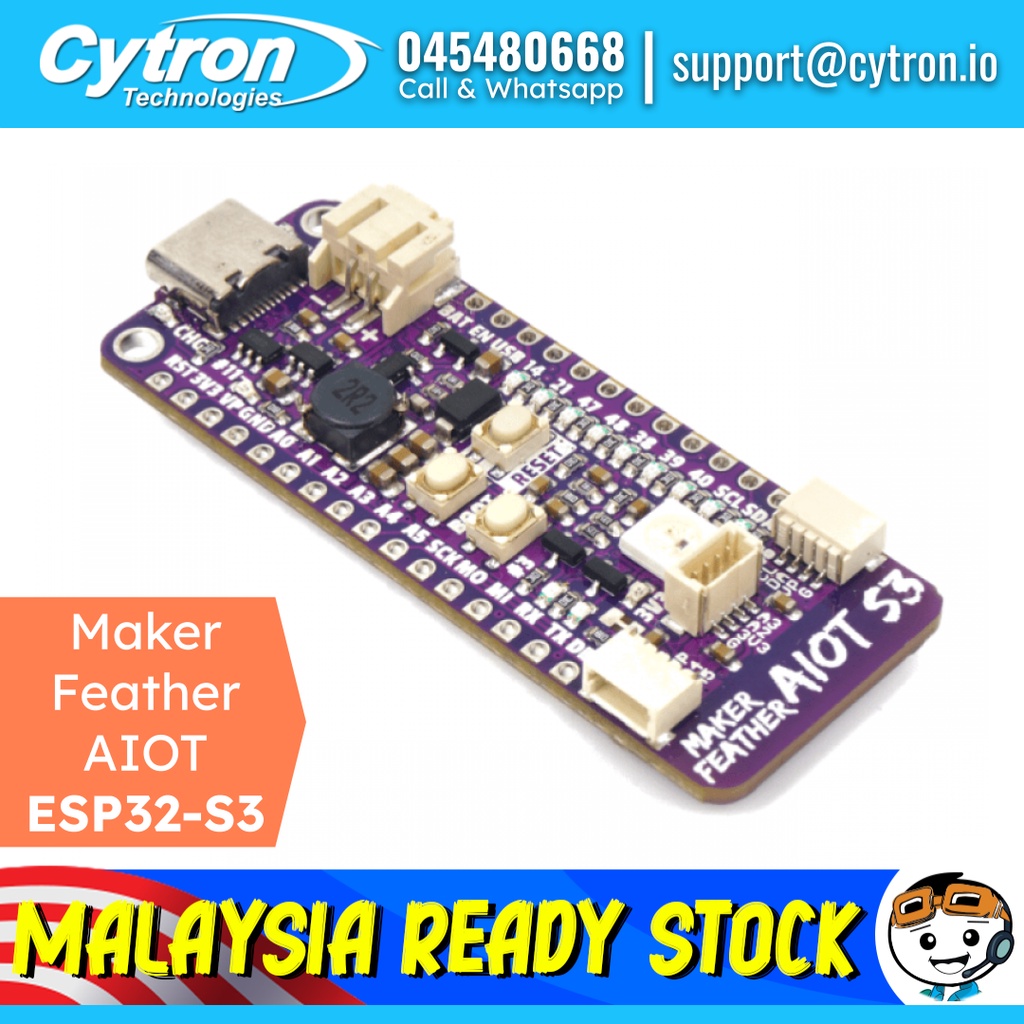 Maker Feather Aiot Esp32 S3 8mb Flash 8mb Psram Iot Arduino Micropython Circuitpython High