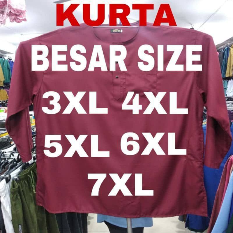 Kurta plus saiz 3xL 4XL 5XL 6XL Dan 7XL kurta berkolar Osaka cotton | Shopee Malaysia
