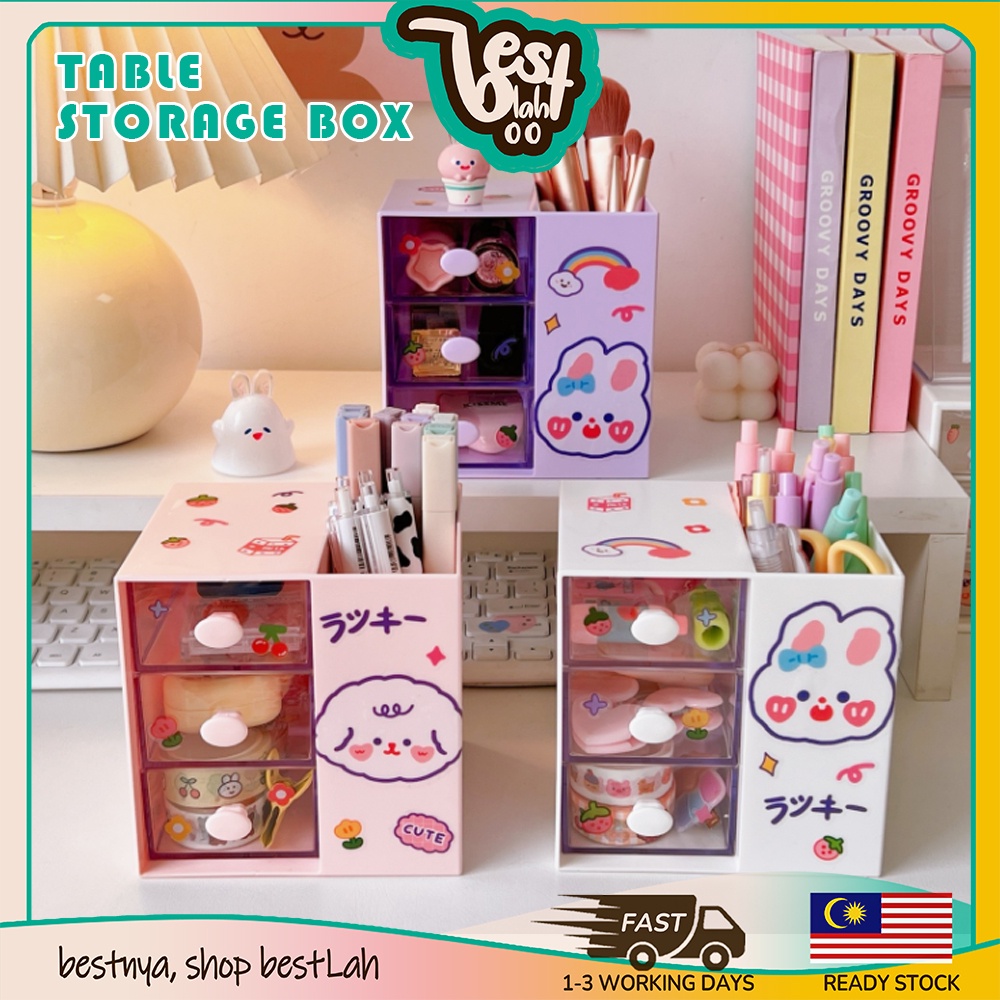 BESTLAHH Cute Mini Drawer Plastic Pen Holder Table Organizer Stationery ...