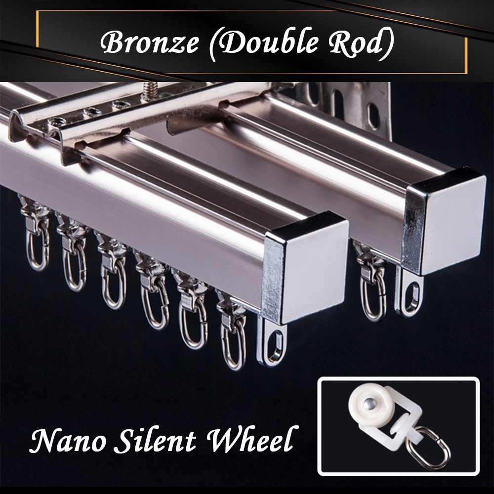 [FULL SET] Borong365 Aluminium Curtain Rail Rod Rel Langsir Curtain ...