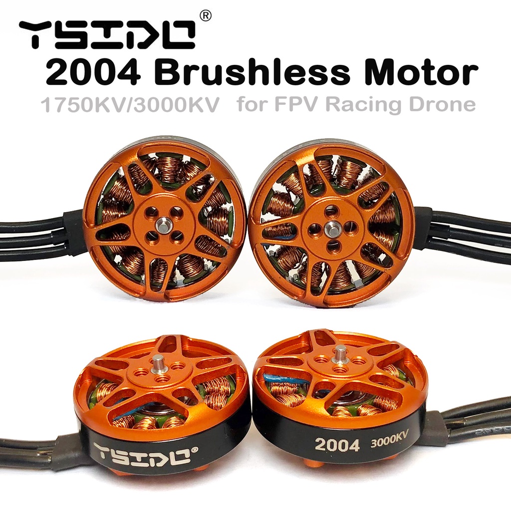 YSIDO 2004 1750KV / 3000KV Brushless Motor compatible 3.5-5inch ...