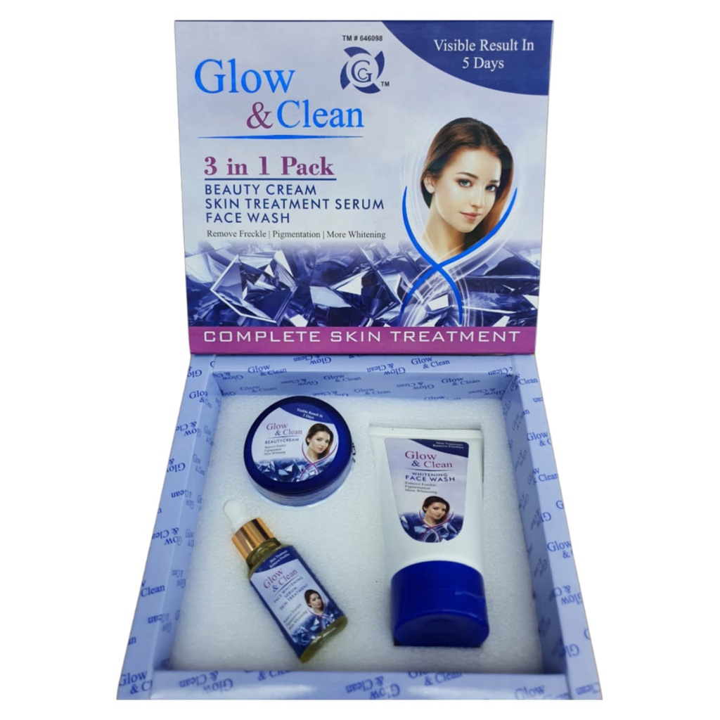 Original Glow & Clean Cream, Face wash, Serum 3 in 1 Beauty Pack 5 Days ...