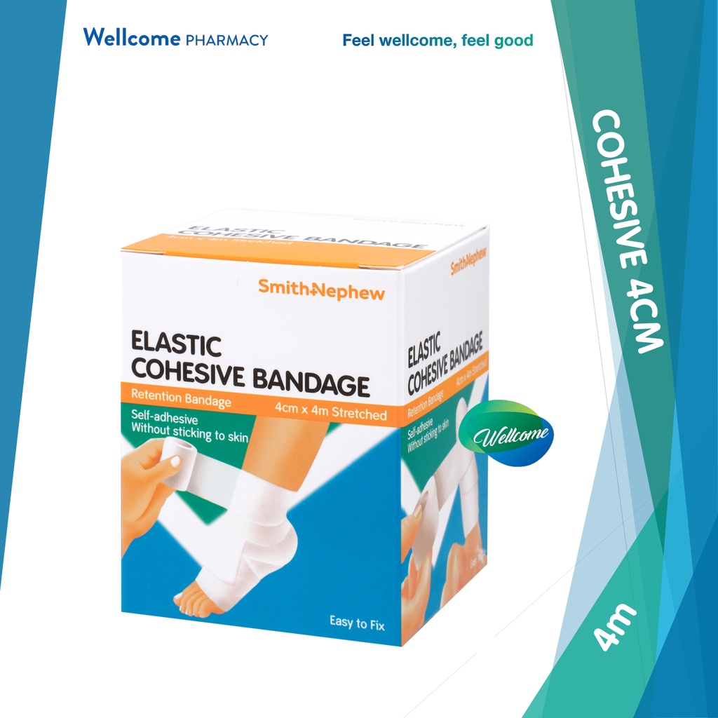 Smith & Nephew Elastic Cohesive Retention Bandage - 4cm x 4m (Stretched ...
