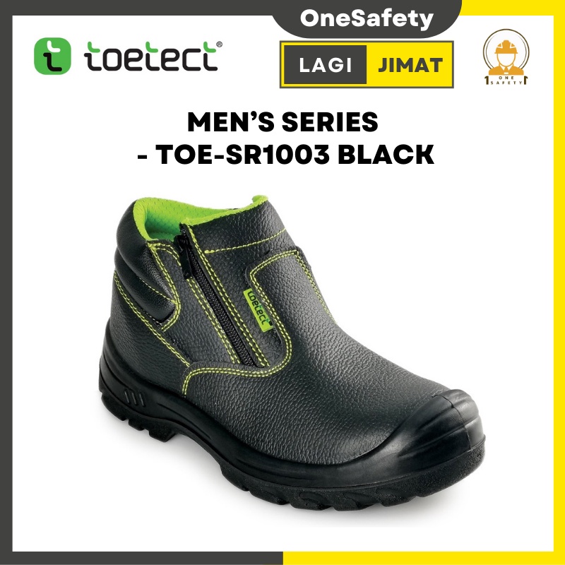Toetect Men Mid Cut with Double Zip Safety Shoes TOE-SR1003 Black ...