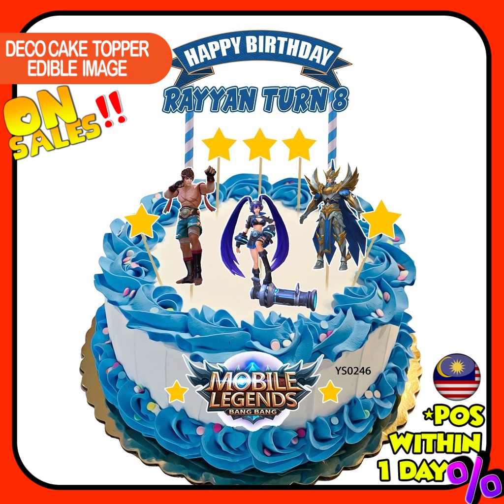 [CUSTOM NAME] Happy Birthday Cake Topper Mobile Legends 1 Decoration ...
