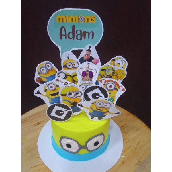 minion kek topper harijadi / minion birthday topper cake / minion ...