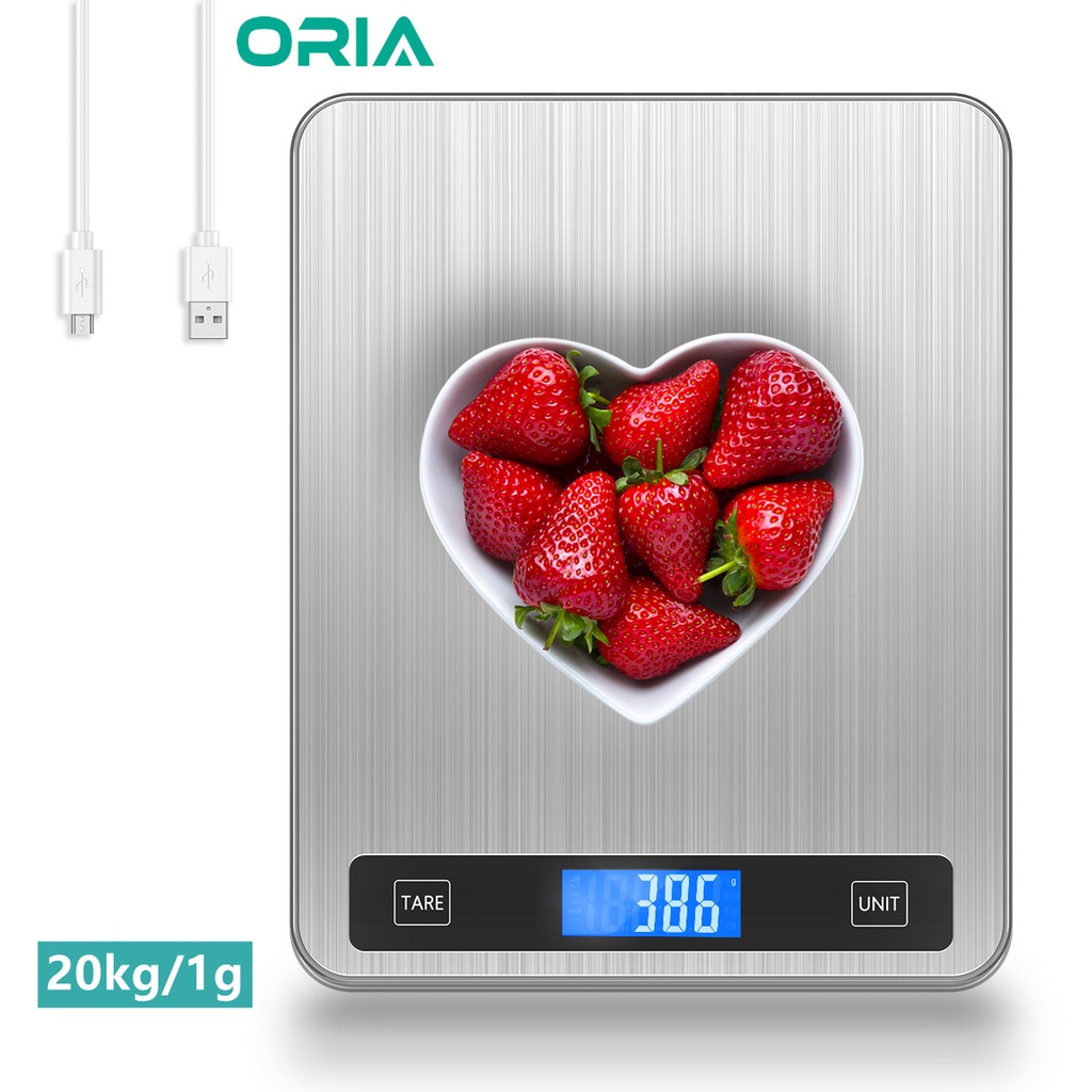 ORIA USB Rechargeable Digital Kitchen Scale Precision Food Scale (3g ...
