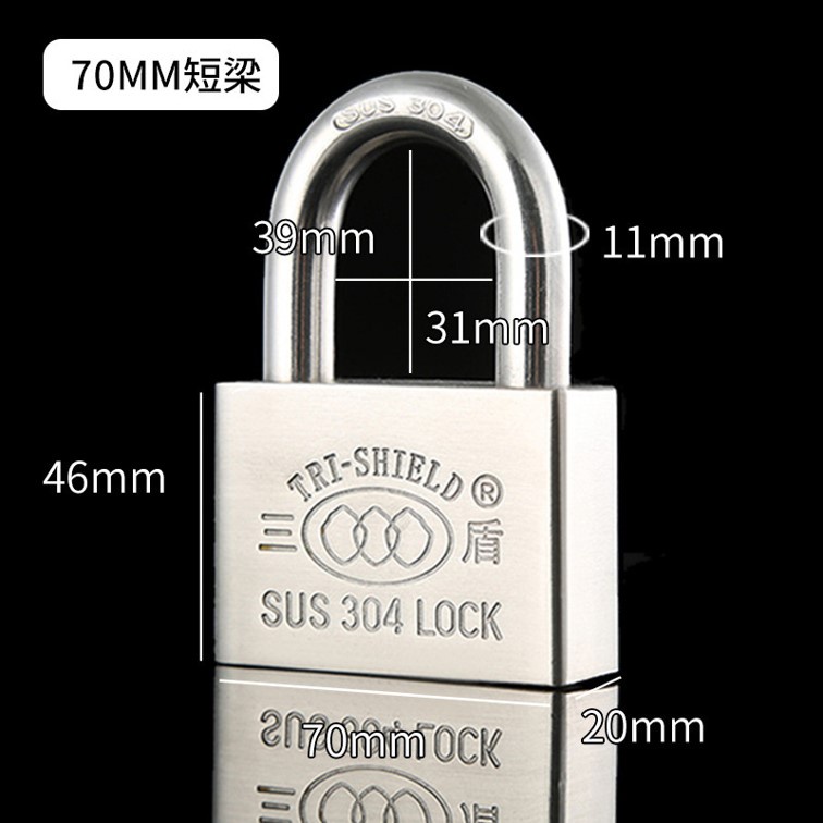 Full SUS 304 Stainless Steel Padlock Heavy Duty Door Lock Shackle ...