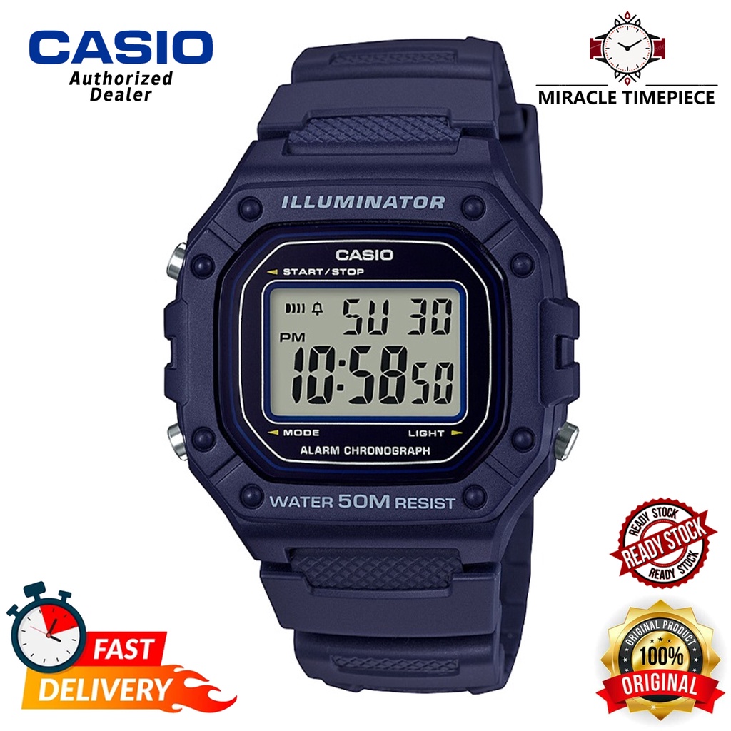 Casio Classic Youth Digital Blue Resin Men Watch W-218H-2AVDF / W-218H ...