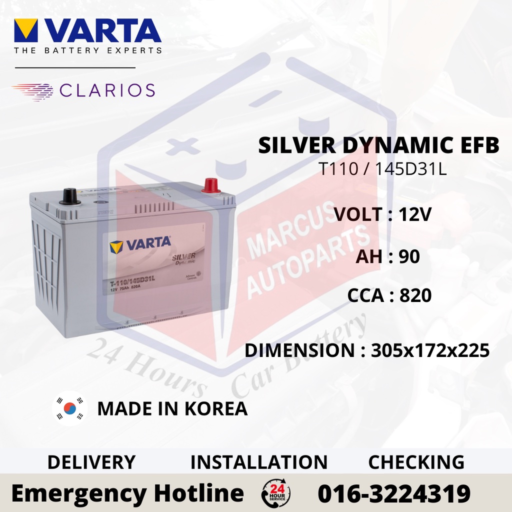 VARTA SILVER DYNAMIC EFB T110L | 145D31L AUTOMOTIVE CAR BATTERY | Shopee Malaysia