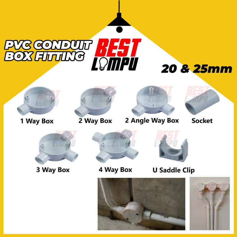 Wire Pipe Fitting 3/4" or 1" PVC Paip Wayar Aksesori Heat Resistant ...