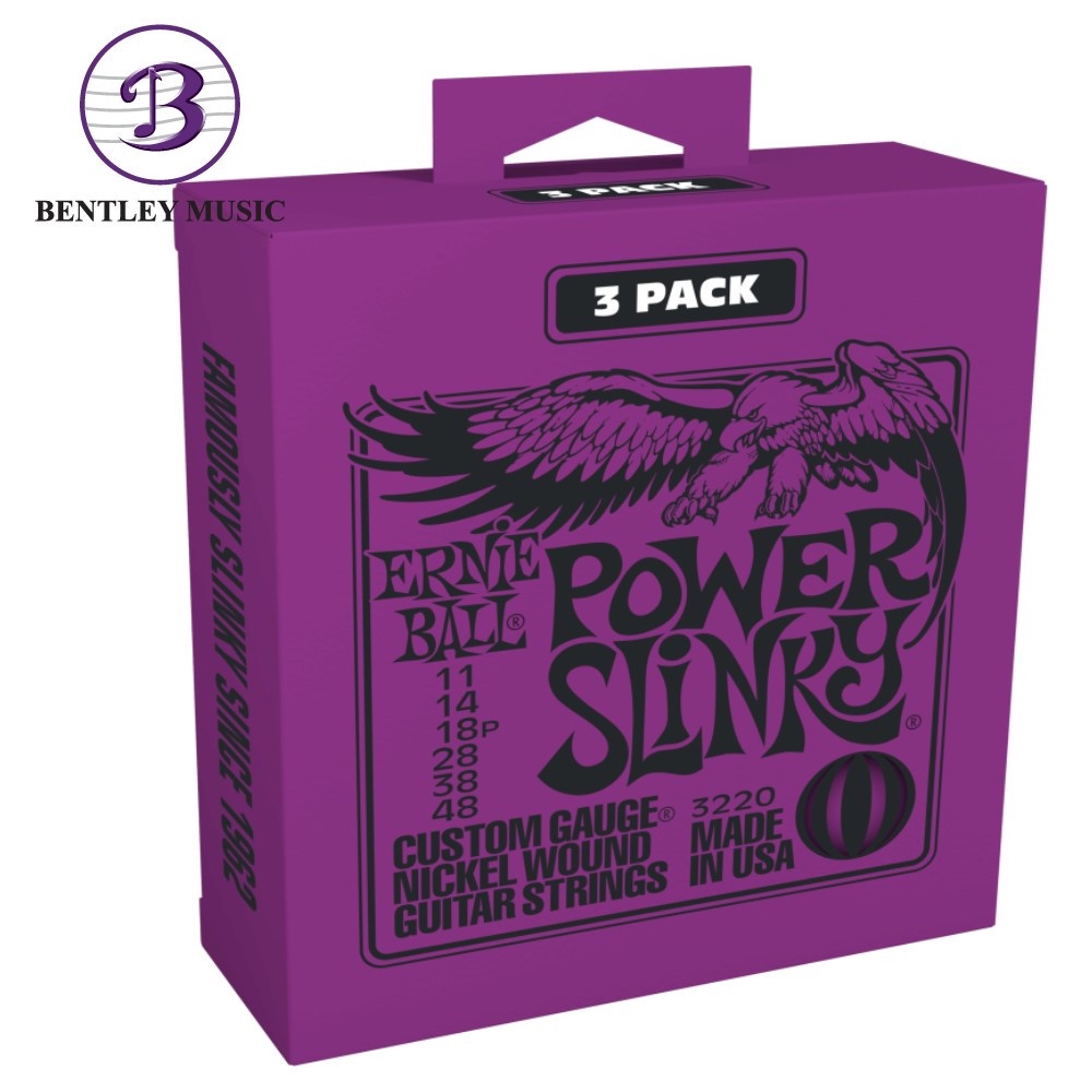 Ernie Ball P03220 Power Slinky Nickel Wound Electric Guitar Strings, 11-48 Gauge, 3-Pack ...