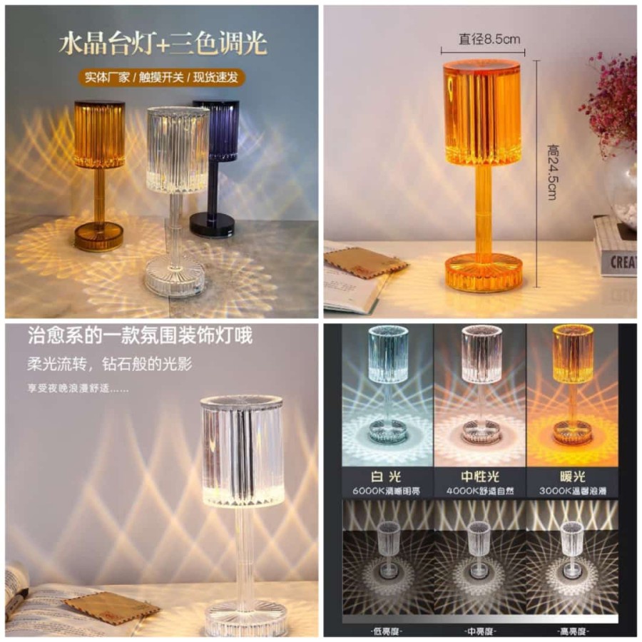 Led Crystal Decorative Table Lamp 8487 - Aesthetic Sensor Bed Lamp ...