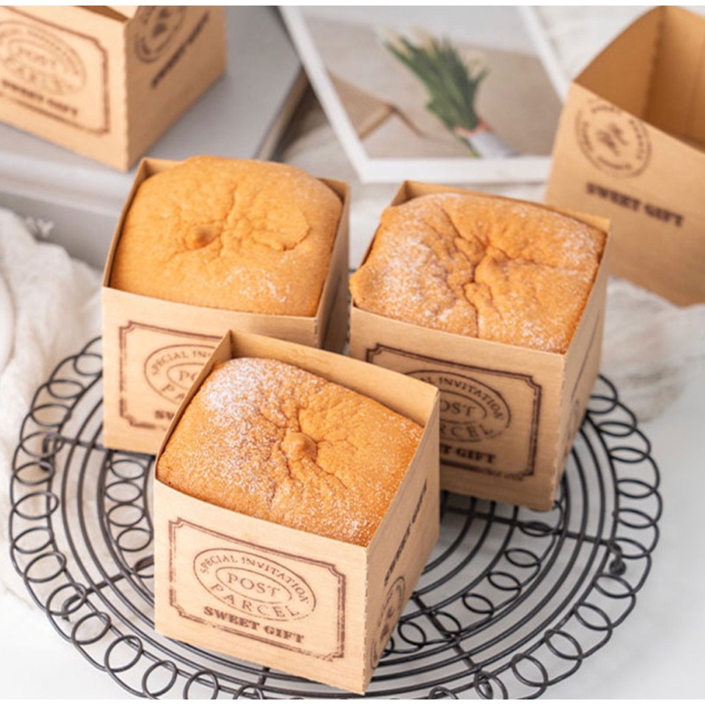 Ready stock!! Hokkaido Cake Liners Kraft Paper Cube Box Baking Cake ...