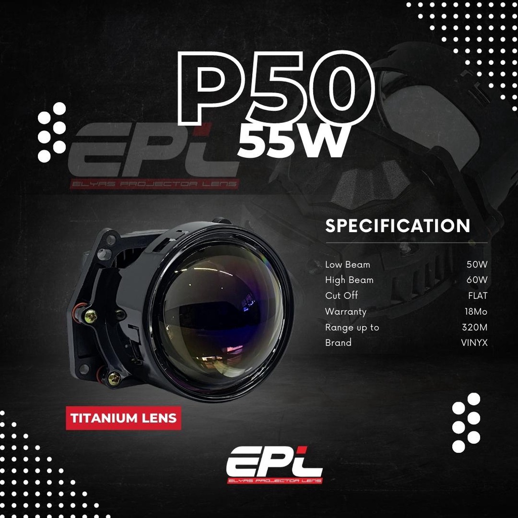 Projie Proji Projector Biled Vinyx P50 P60 LASER 3 inch Purple Lens 60w Twin E10 E11 | Shopee ...