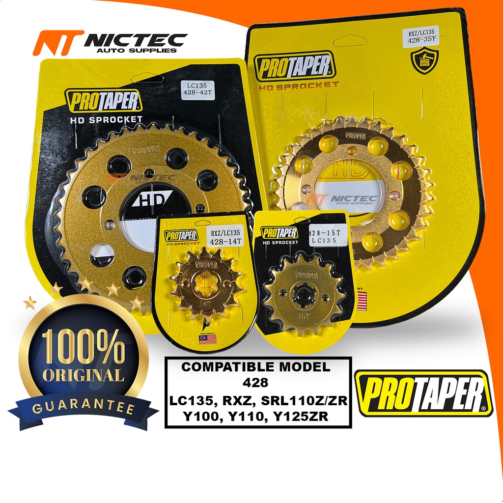PROTAPER HARDEN STEEL HD SPROCKET 428 GOLD/MATTE GREY 100% ORIGINAL ...