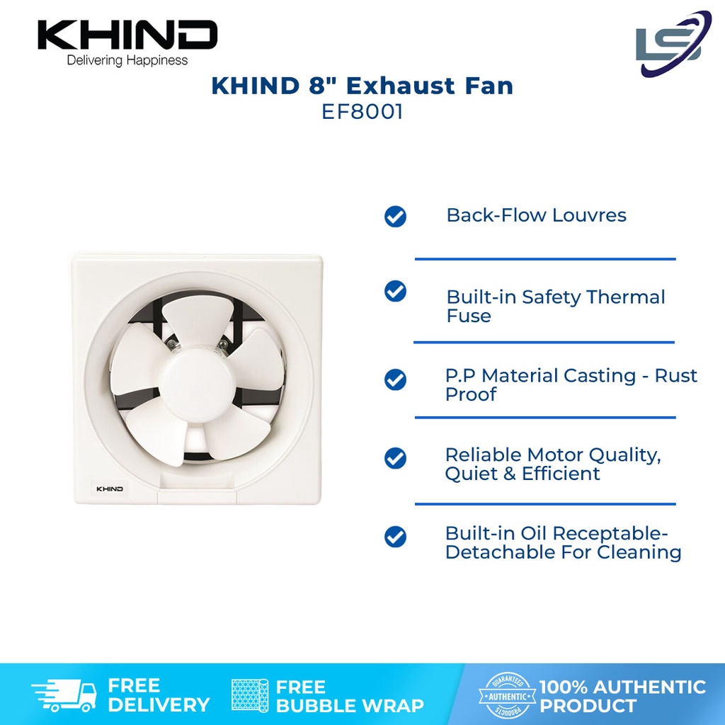 KHIND 8" Exhaust Fan EF8001 | Built-in Safety Thermal Fuse | Back-Flow ...