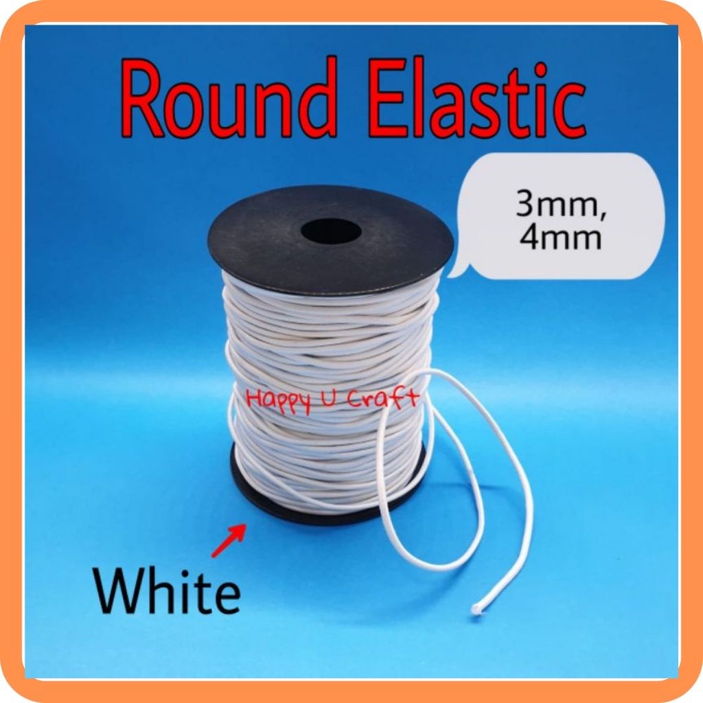 3mm & 4mm & 2.5mm Round Elastic Band (White)/ Getah Bulat (Putih ...