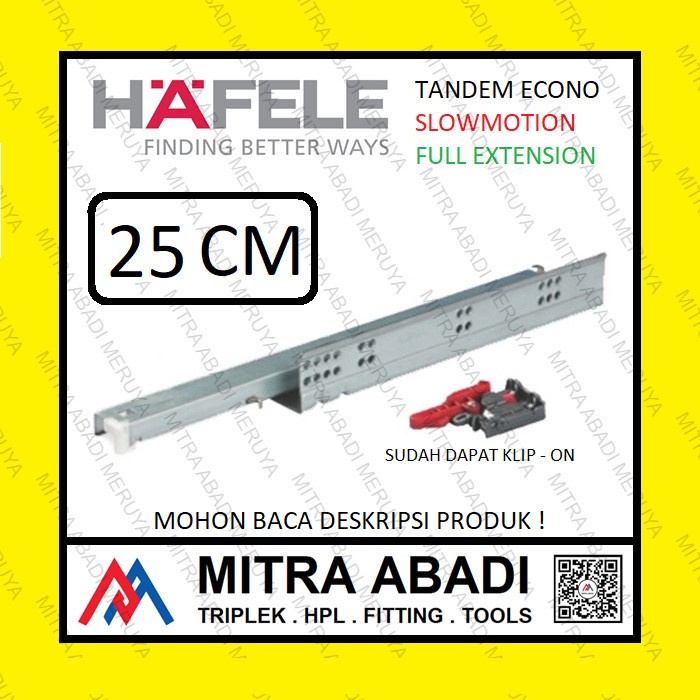 Hafele Drawer Rail Safety Tandem Hafele Rail 25Cm Full Ext. Slowmotion ...